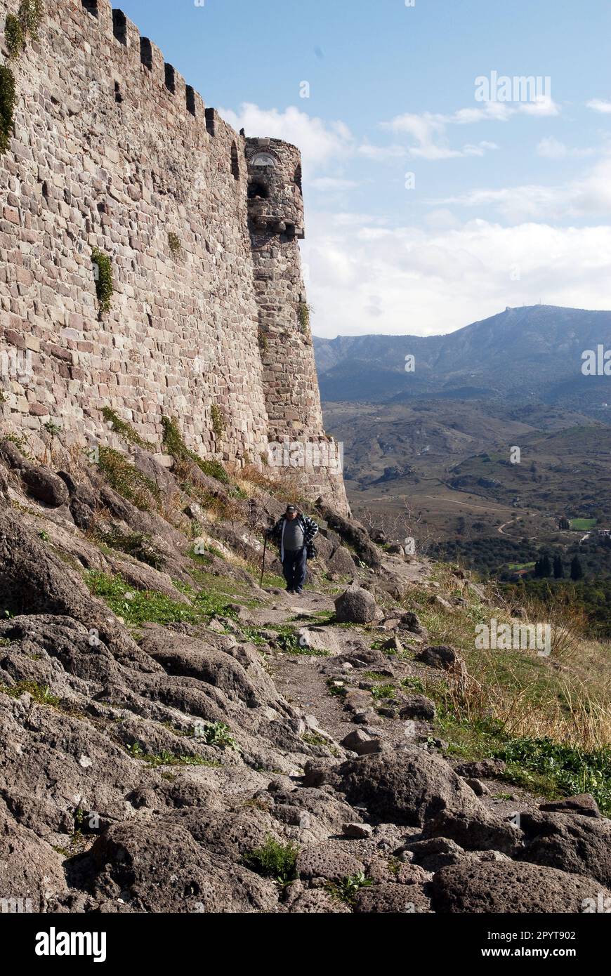 Greece, Northeastern Aegean, Lesvos island Molyvos town and castle ...