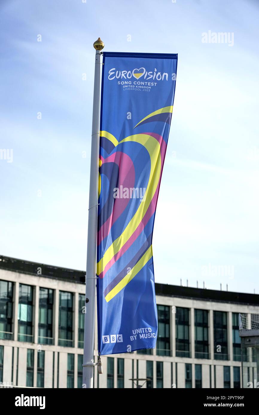 Eurovision Song Contest 2023 flag in Liverpool Stock Photo - Alamy
