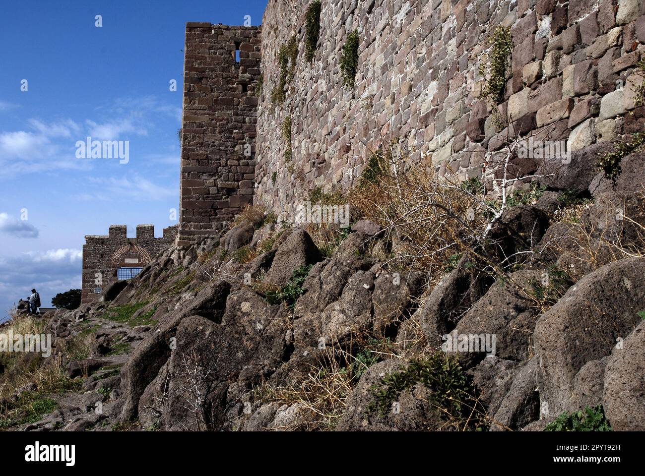 Greece, Northeastern Aegean, Lesvos island Molyvos town and castle ...