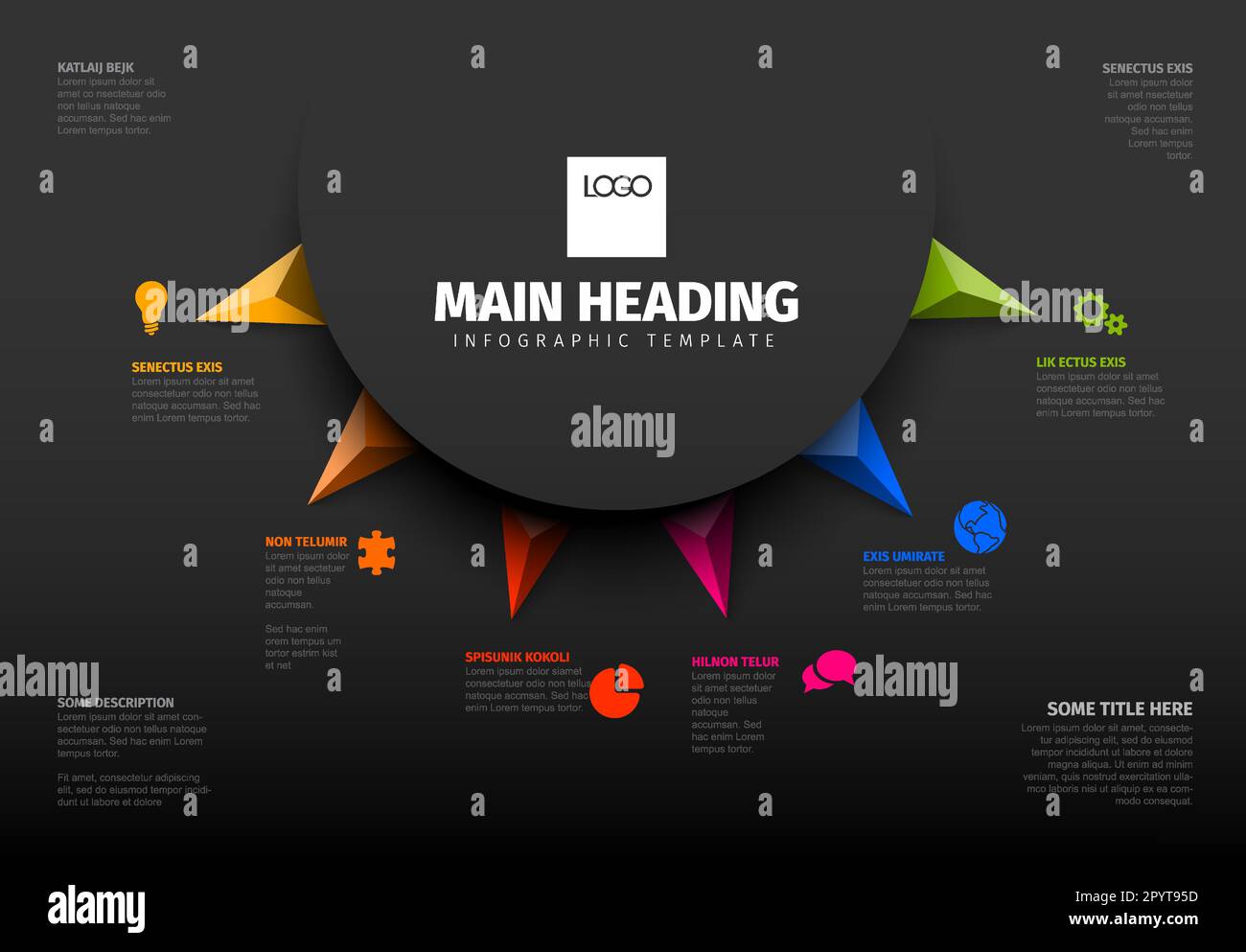 Vector multipurpose Infographic template made from big title circle six ...