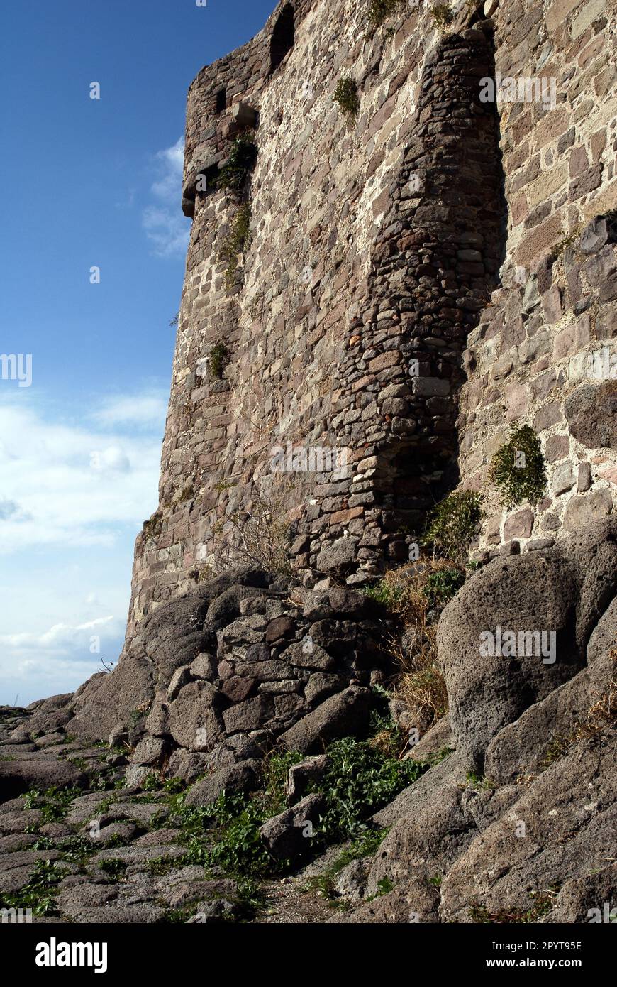 Greece, Northeastern Aegean, Lesvos island Molyvos town and castle ...
