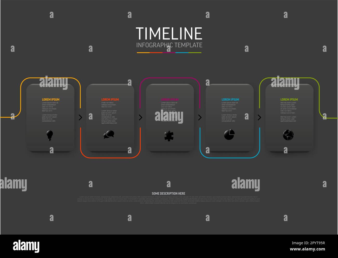 Vector dark Infographic template with white rounded cards and colorful ...