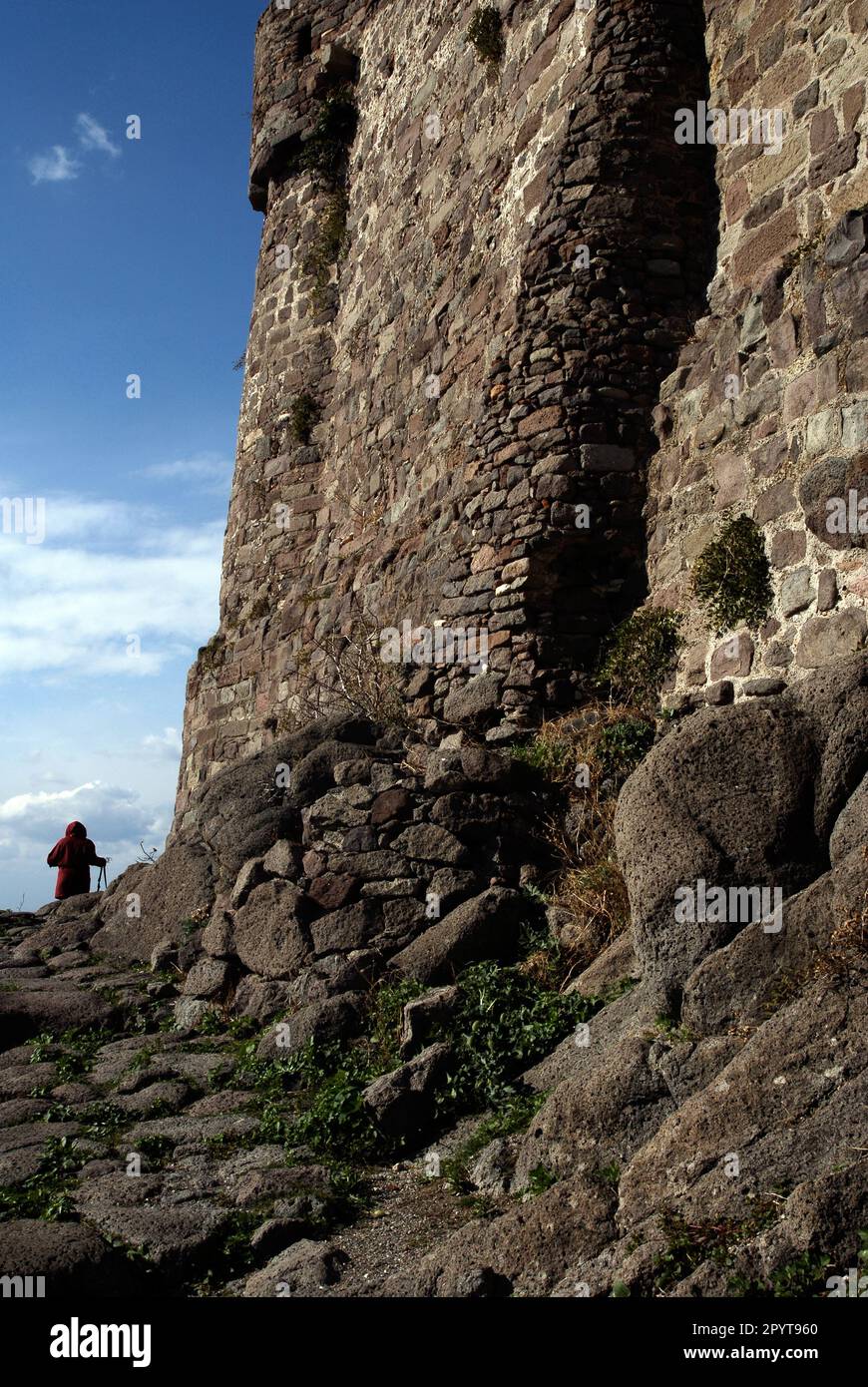 Greece, Northeastern Aegean, Lesvos island Molyvos town and castle ...