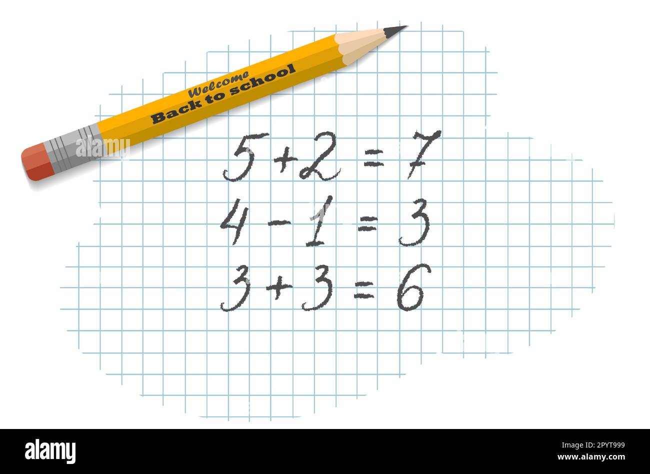 A simple pencil with an eraser, school supplies, stationery, a ...