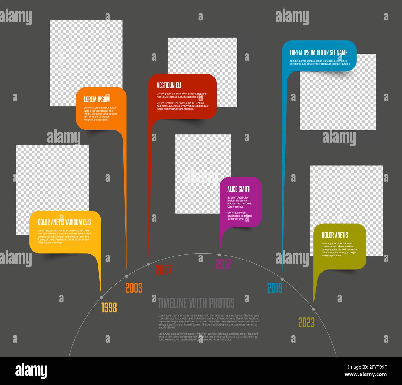 Vector simple infographic circle time line template with rectangle ...