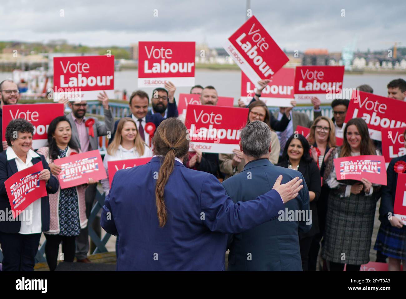Labour leader Sir Keir Starmer with Councillor Vince Maple as he joins ...