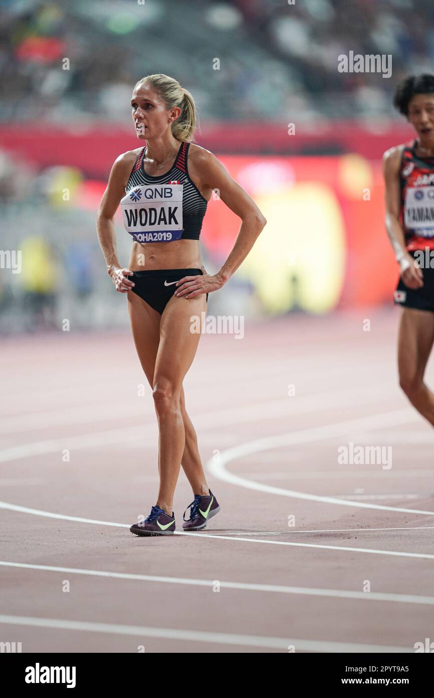 Natasha Wodak running the 10.000 m at the 2019 World Athletics ...