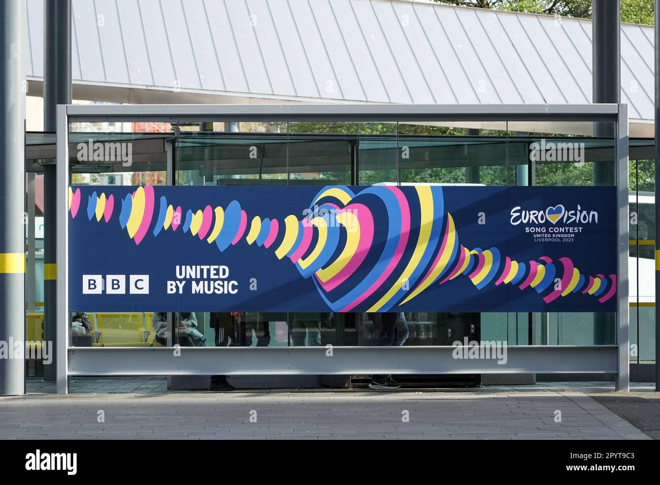 Eurovision Song Contest 2023 signs in Liverpool at Bus Station Stock ...