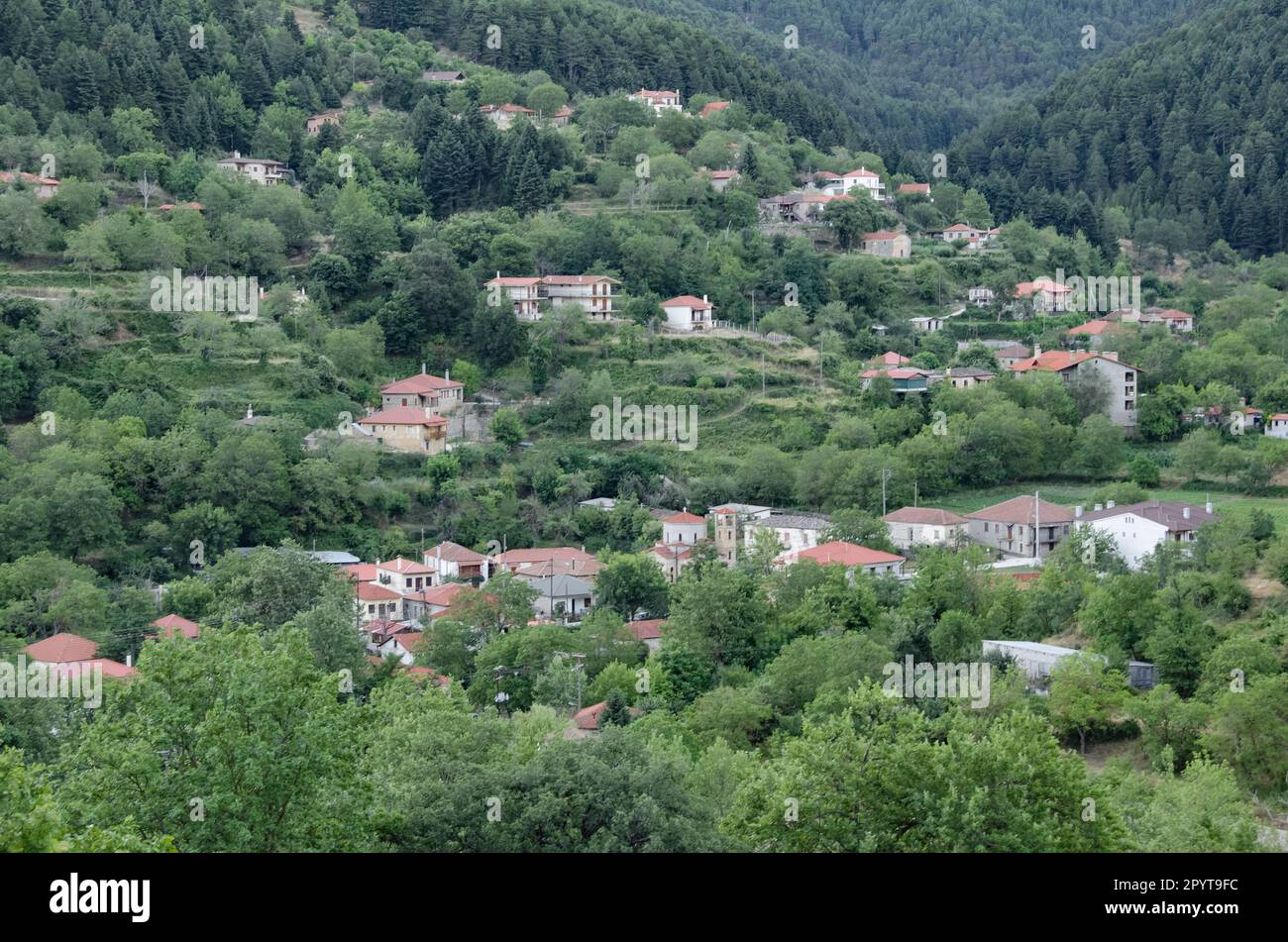 houses in Zarouhla village. Acahia, Greece. Greek landscapes Stock ...