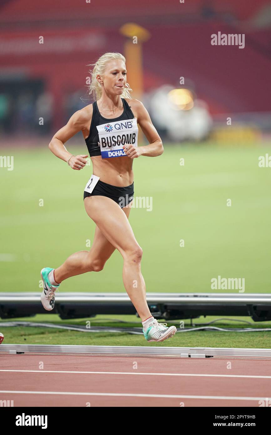 Camille Buscomb running the 10.000 m at the 2019 World Athletics ...