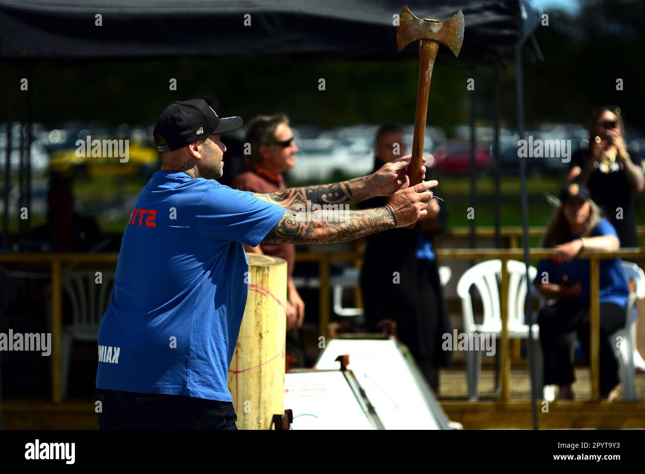 Auckland, New Zealand - Mar 2023. Lumberjack sports practicing in a ...