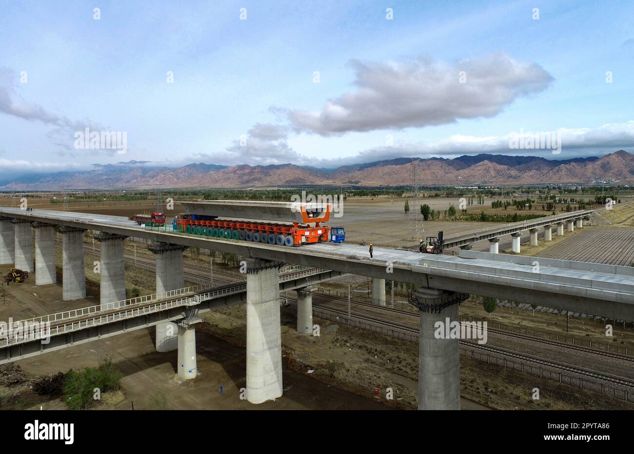 BAOTOU, CHINA - MAY 5, 2023 - The box girder construction site of the ...