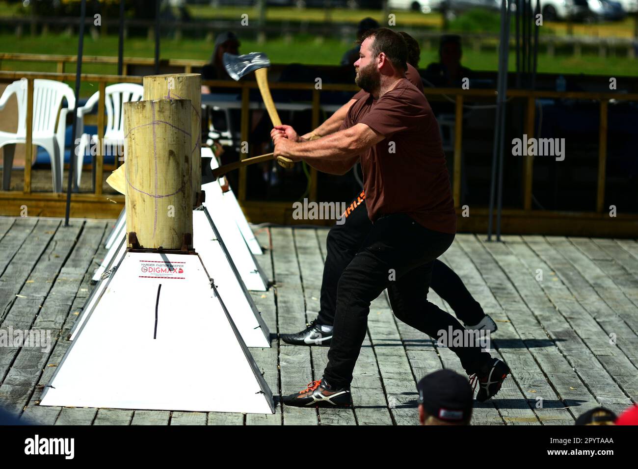 Auckland, New Zealand - Mar 2023. Lumberjack sports practicing in a ...