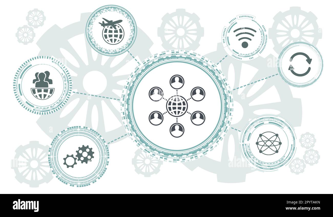 Concept of globalization with connected icons Stock Photo - Alamy