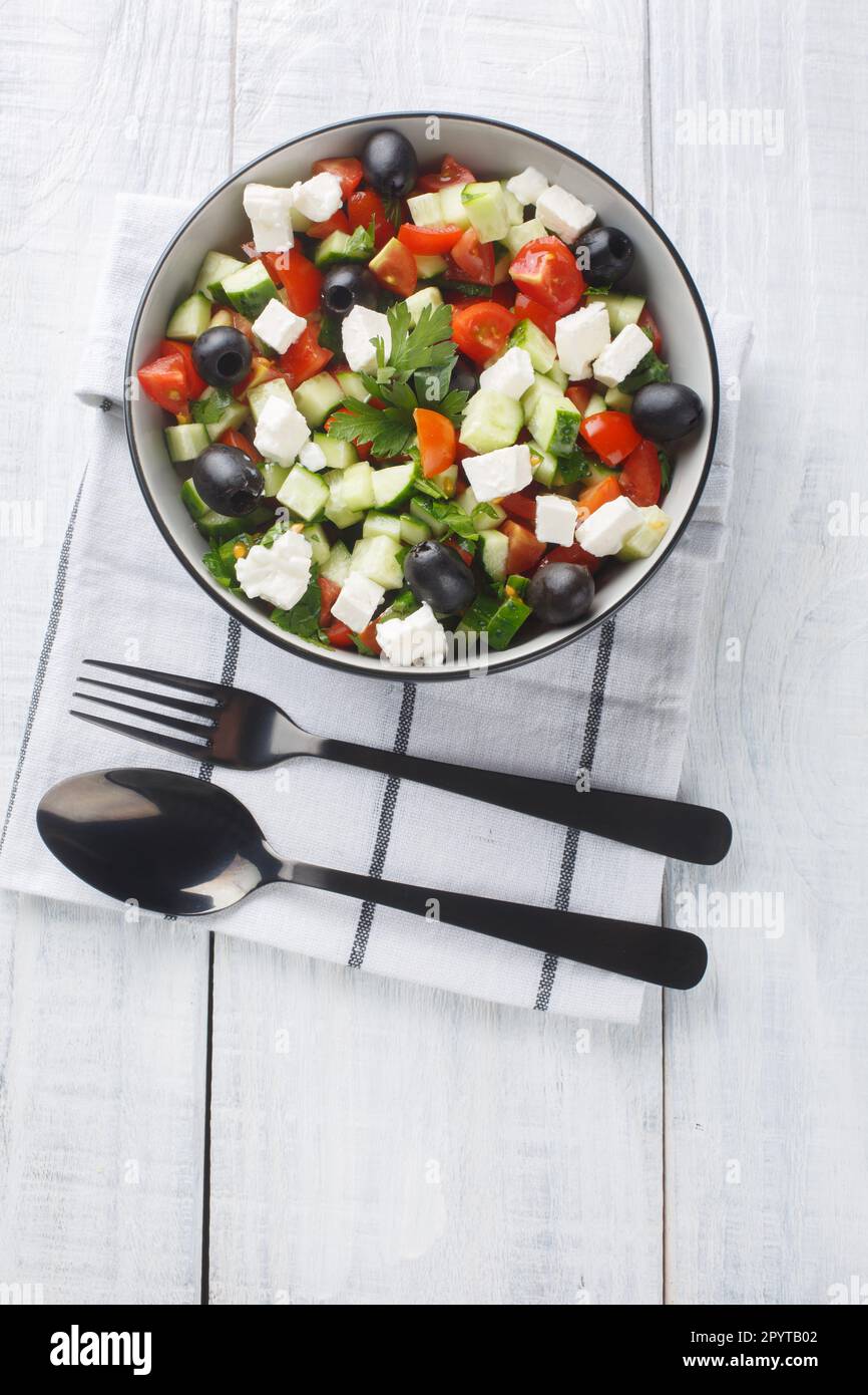 Turkish Shepherds Salad with tomato, cucumber, onion, pepper and cheese ...
