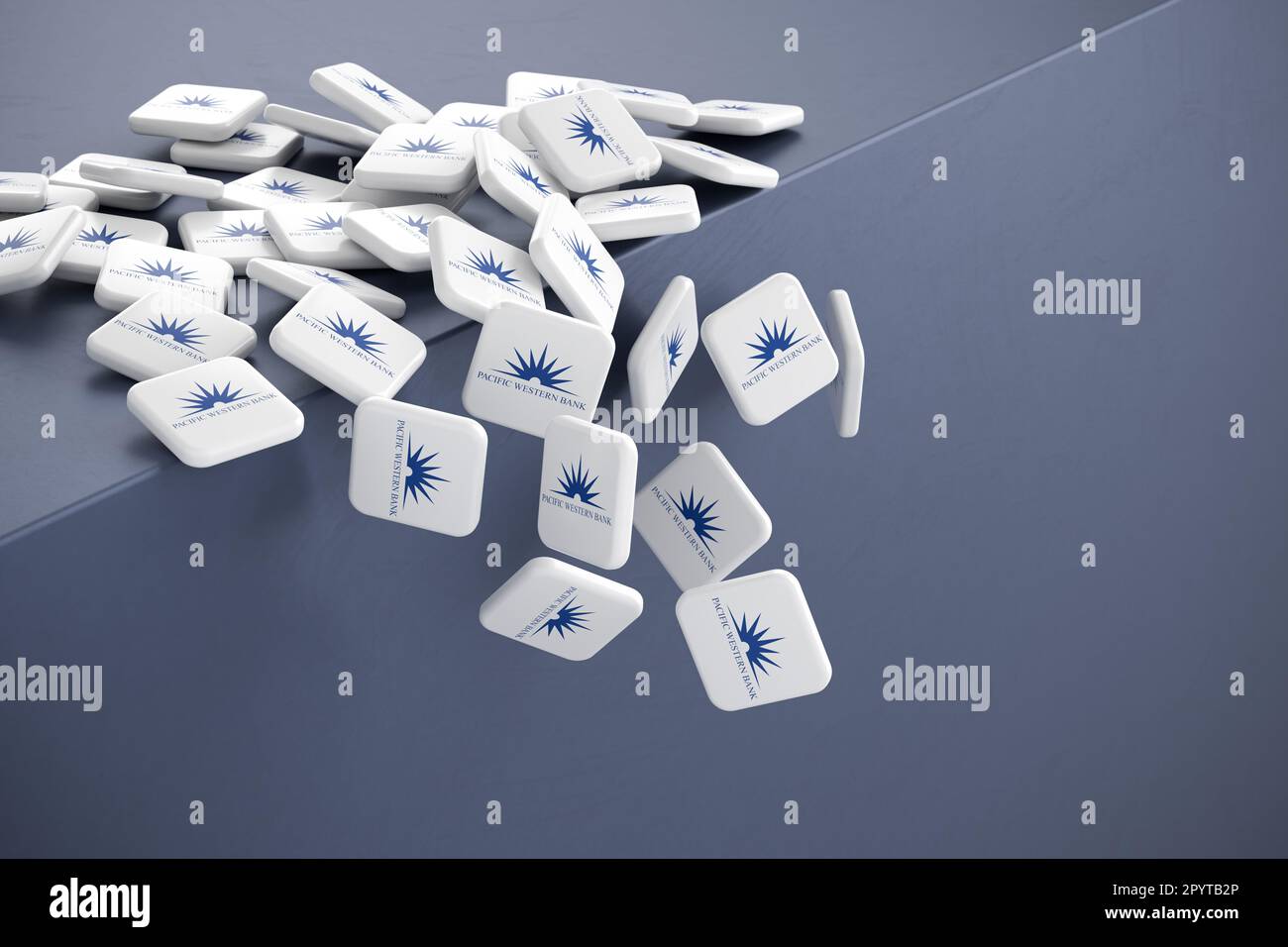 Concept: The demise of the Pacific Western Bank. Logos of Pacific ...