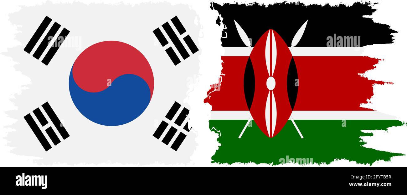 Kenya and South Korea grunge flags connection, vector Stock Vector ...