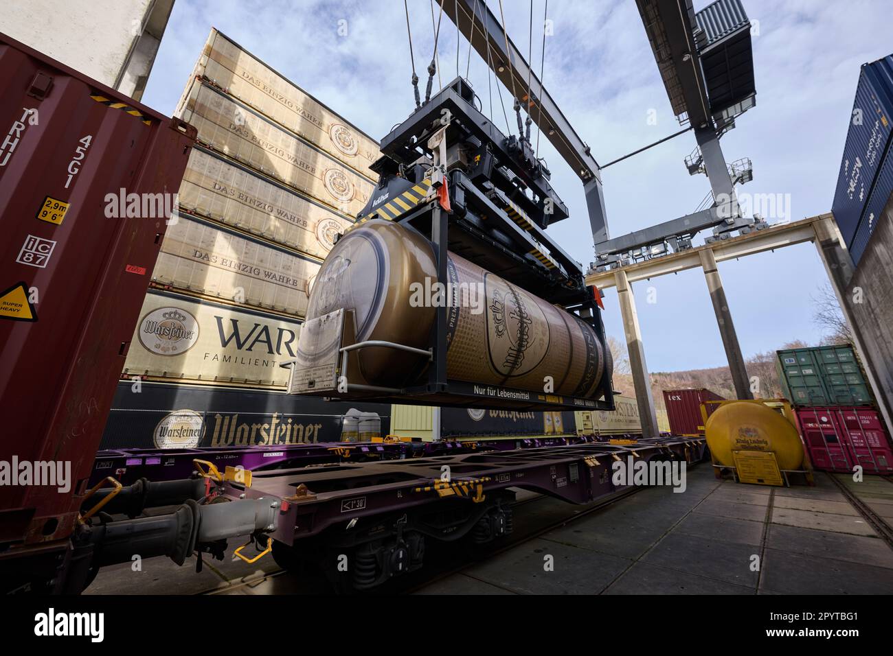 Warstein, Germany. 16th Mar, 2023. A tank in the shape of a beer can is ...