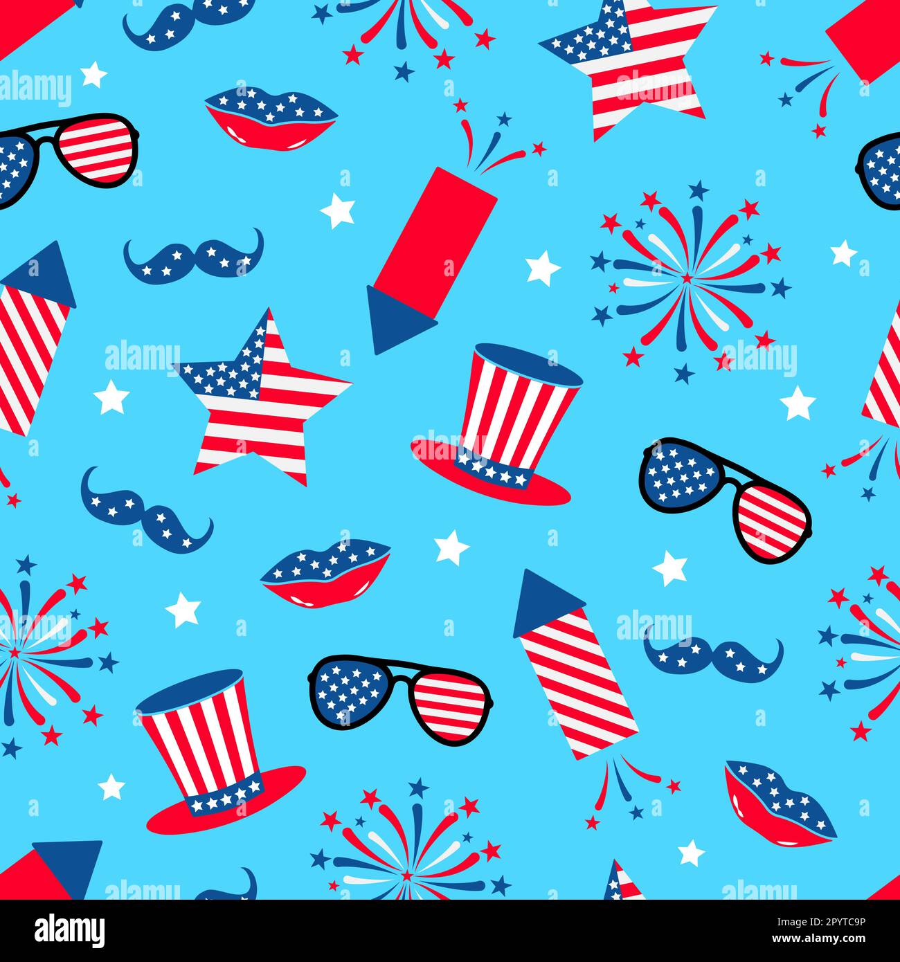 American patriotic seamless pattern. Fourths of July traditional ...