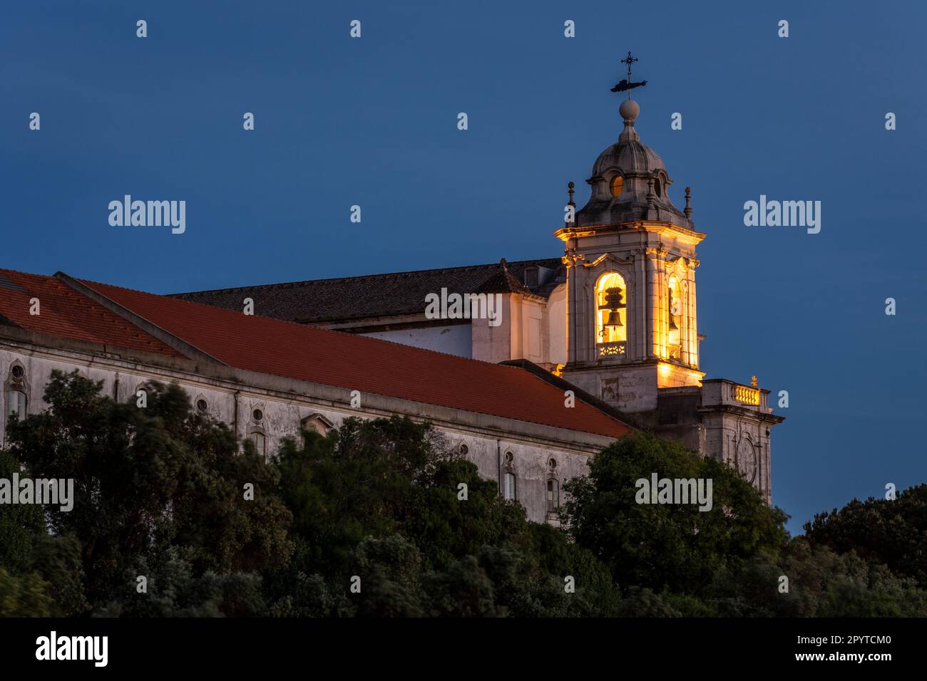 Beautiful view to old traditional church bulding in central Lisbon ...