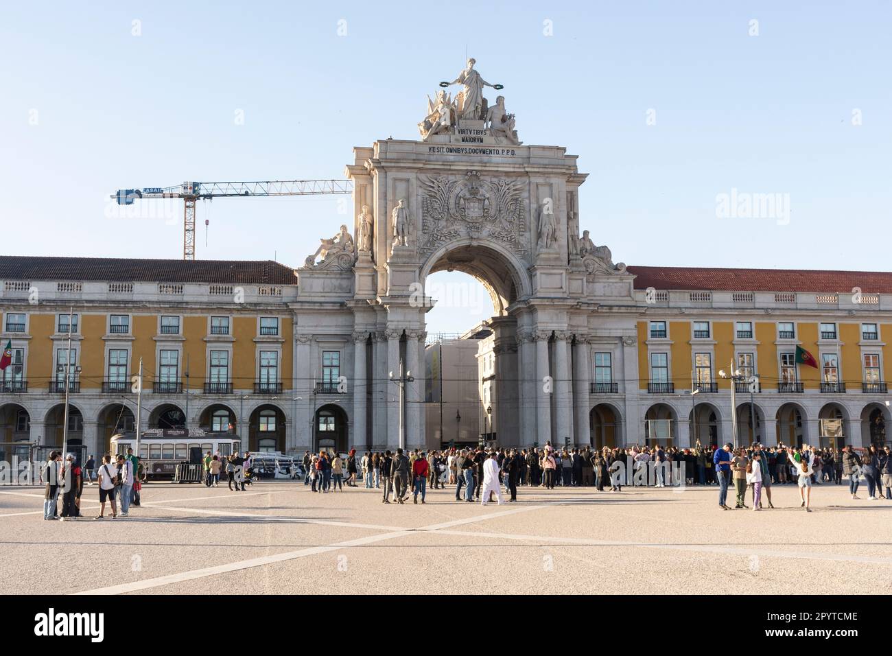 Beautiful view to old historic buildings in ComÃ©rcio Square Stock ...