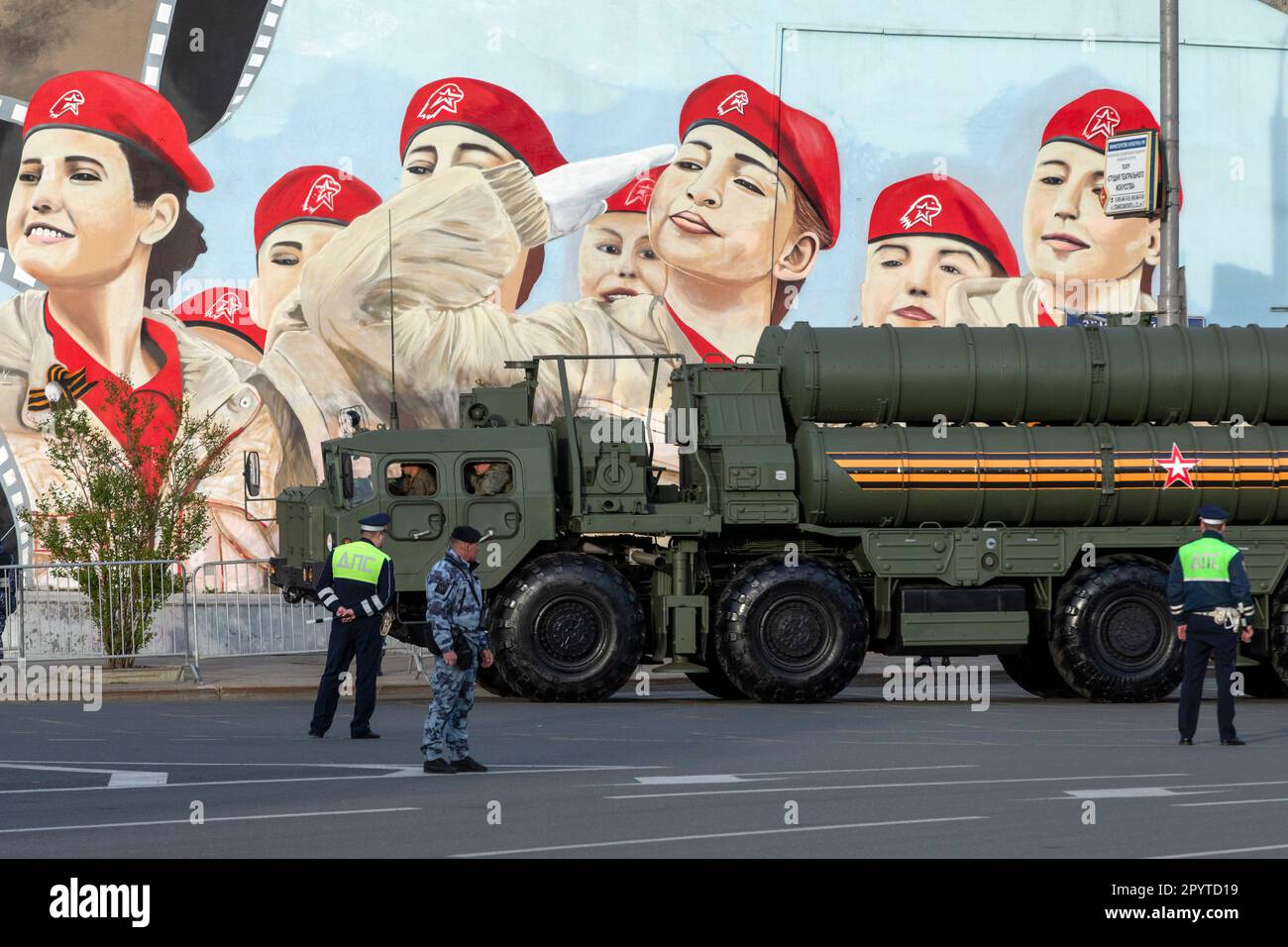 Moscow, Russia. 4th of May, 2023. Russian military hardware move along ...