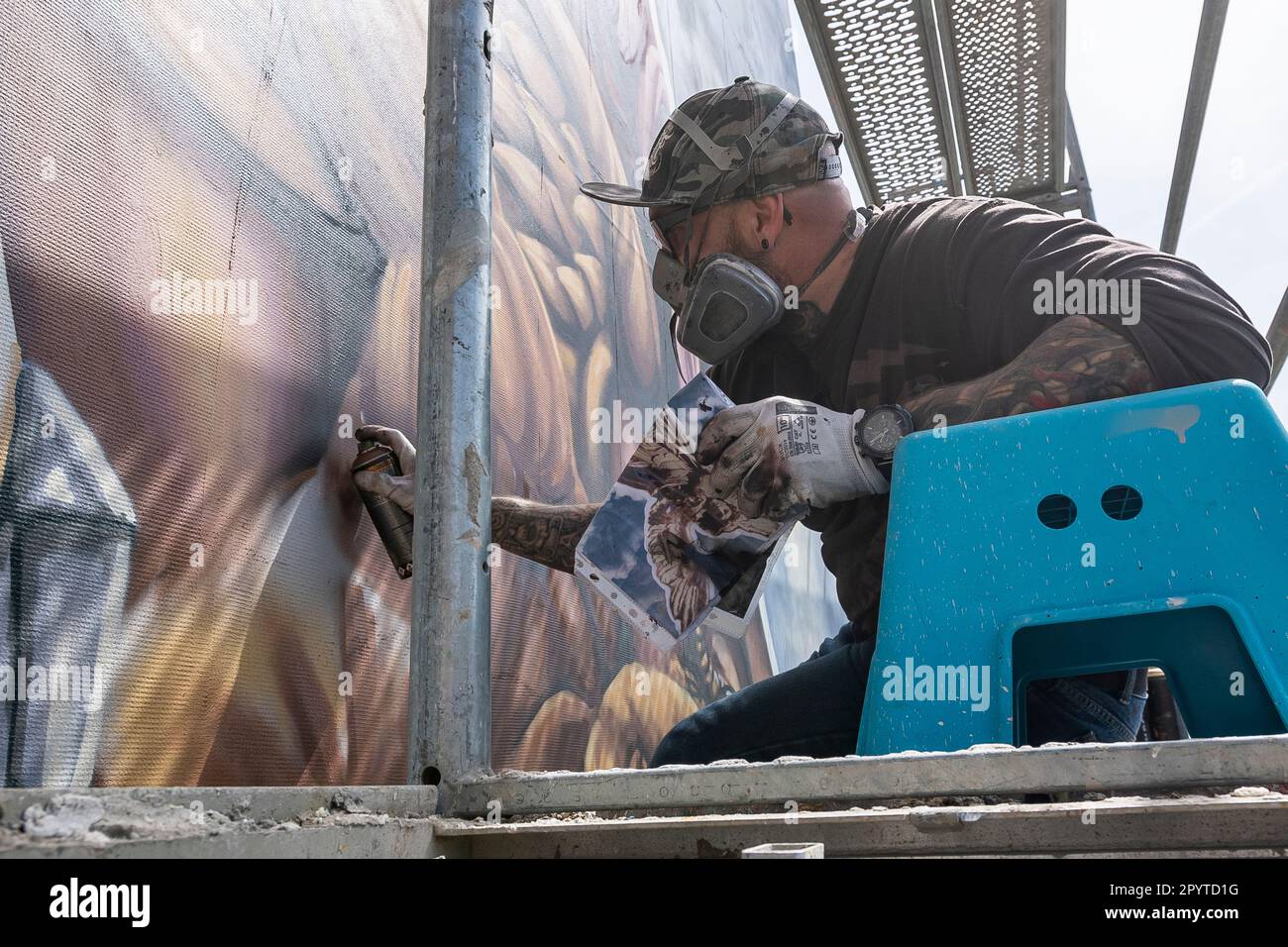 Litvinov, Czech Republic. 04th May, 2023. A trio of street artists ...