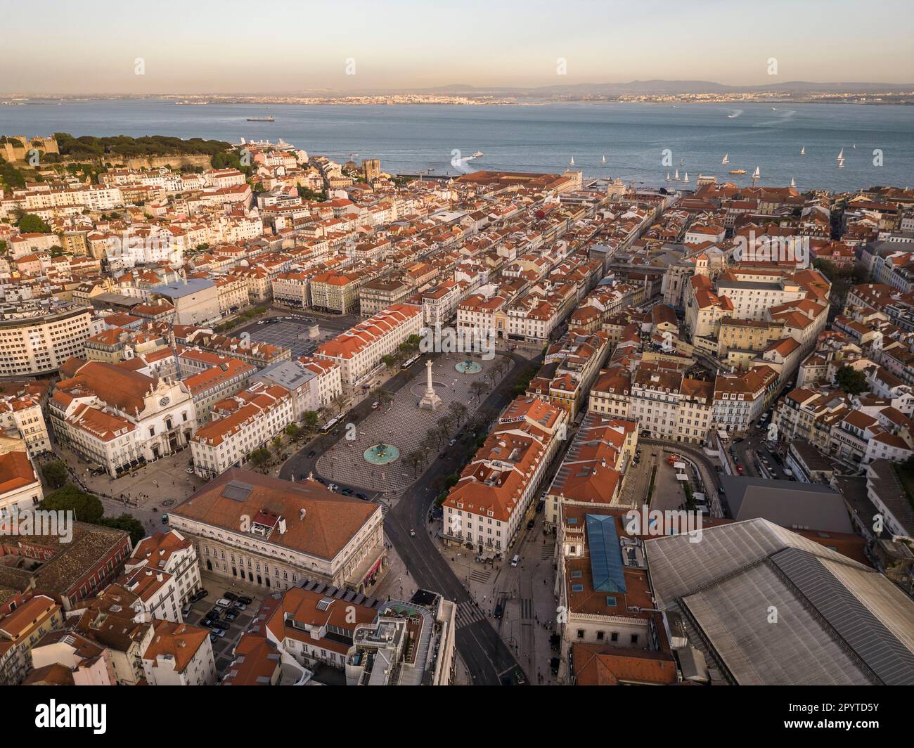 Beautiful aerial view to old historic buildings in Lisbon city Stock ...