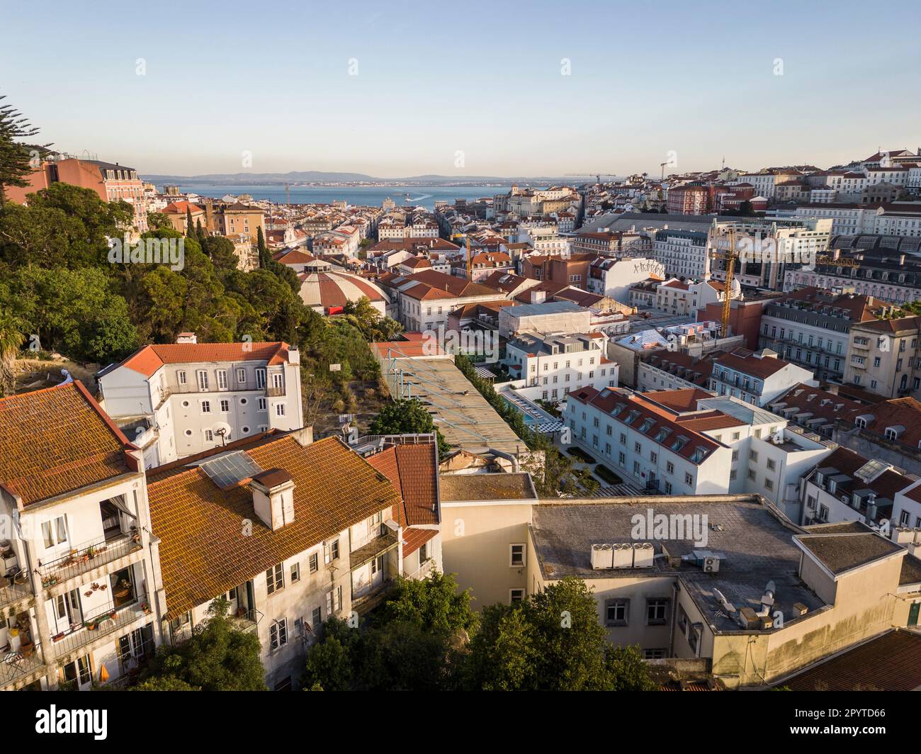 Beautiful aerial view to old historic buildings in Lisbon city Stock ...