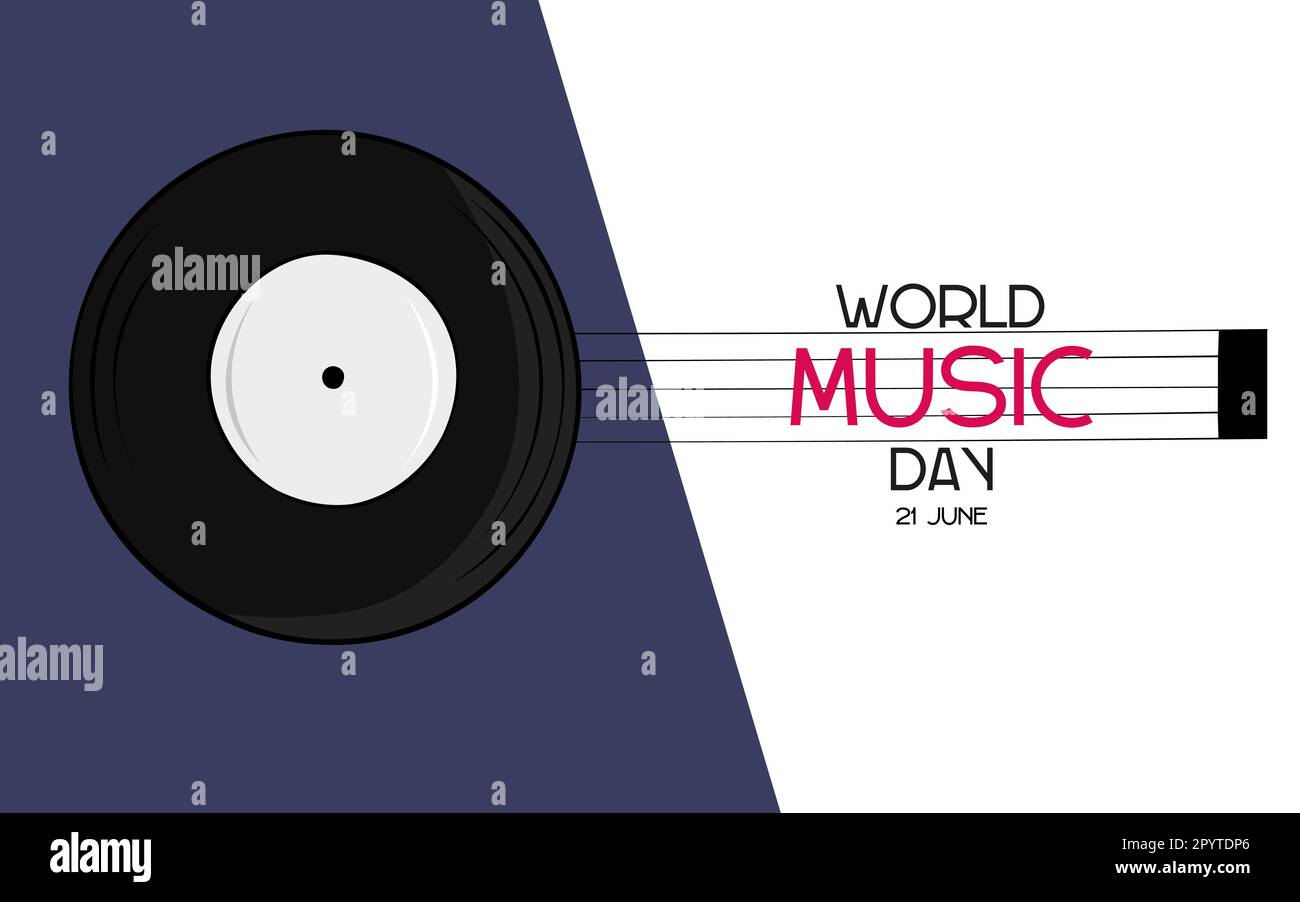 World Music Day with vinyl disc vector. Music Day Poster, June 21st ...