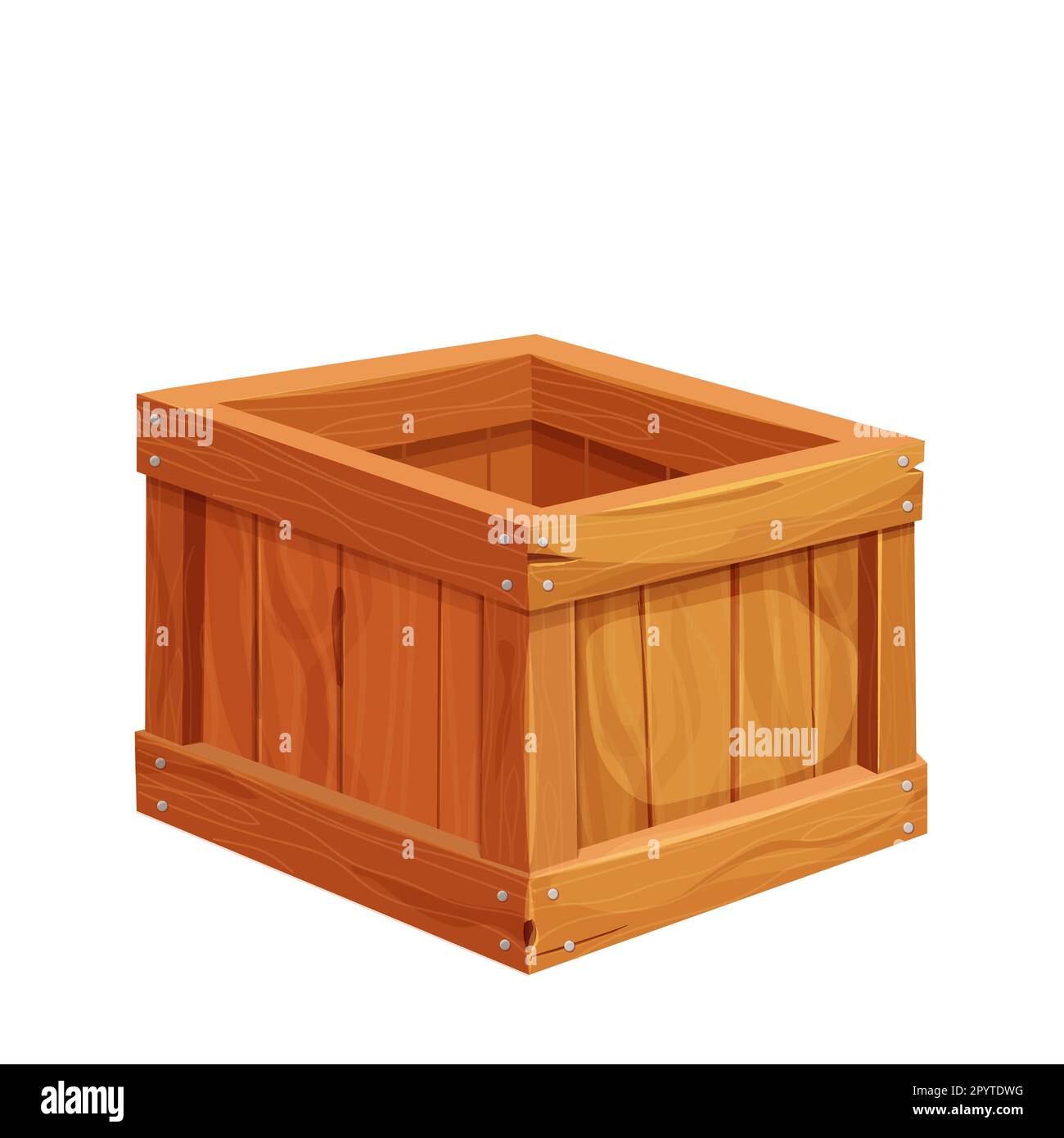 Wooden box, delivery container in cartoon style, game asset isolated on ...