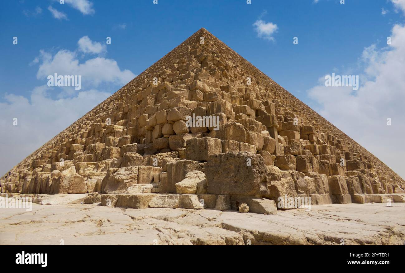 Egyptian pyramids in sand desert and clear sky Stock Photo - Alamy