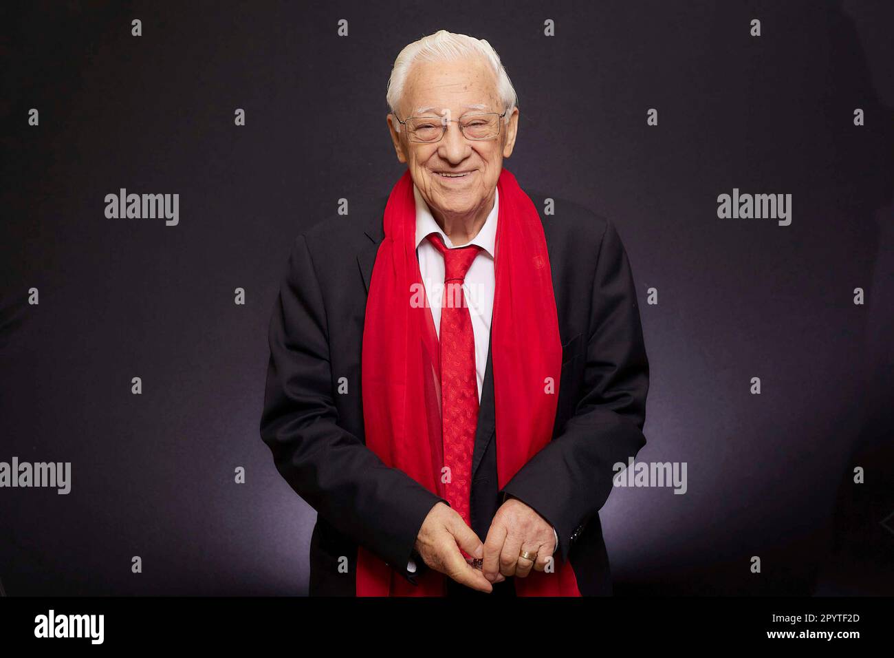 The president and founder of Mensajeros de la Paz, Father Ángel, poses ...