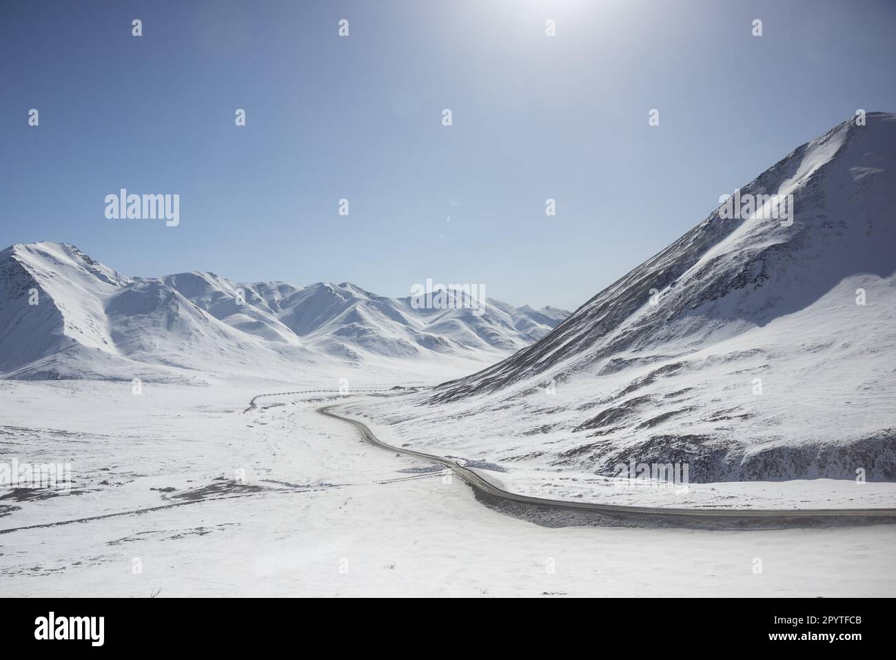 Frozen landscape on the Dalton Highway in Alaska Stock Photo - Alamy