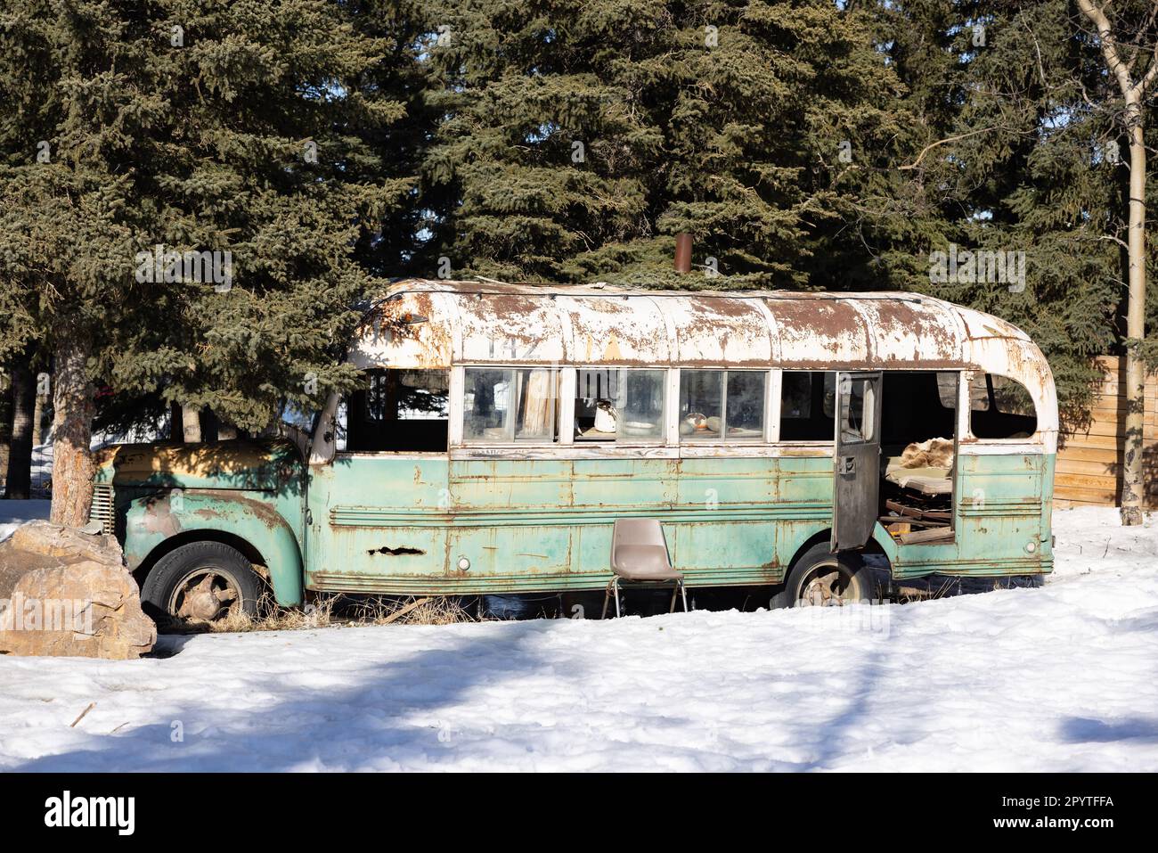 Into the Wild Movie Prop Bus in Alaska Stock Photo - Alamy
