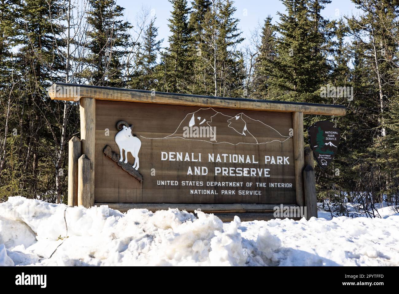 Denali National Park and Preserve Sign Stock Photo - Alamy