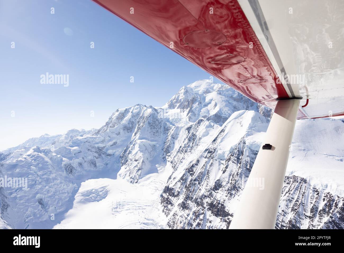 Glacier from airplane window over Mountain Denali Stock Photo - Alamy