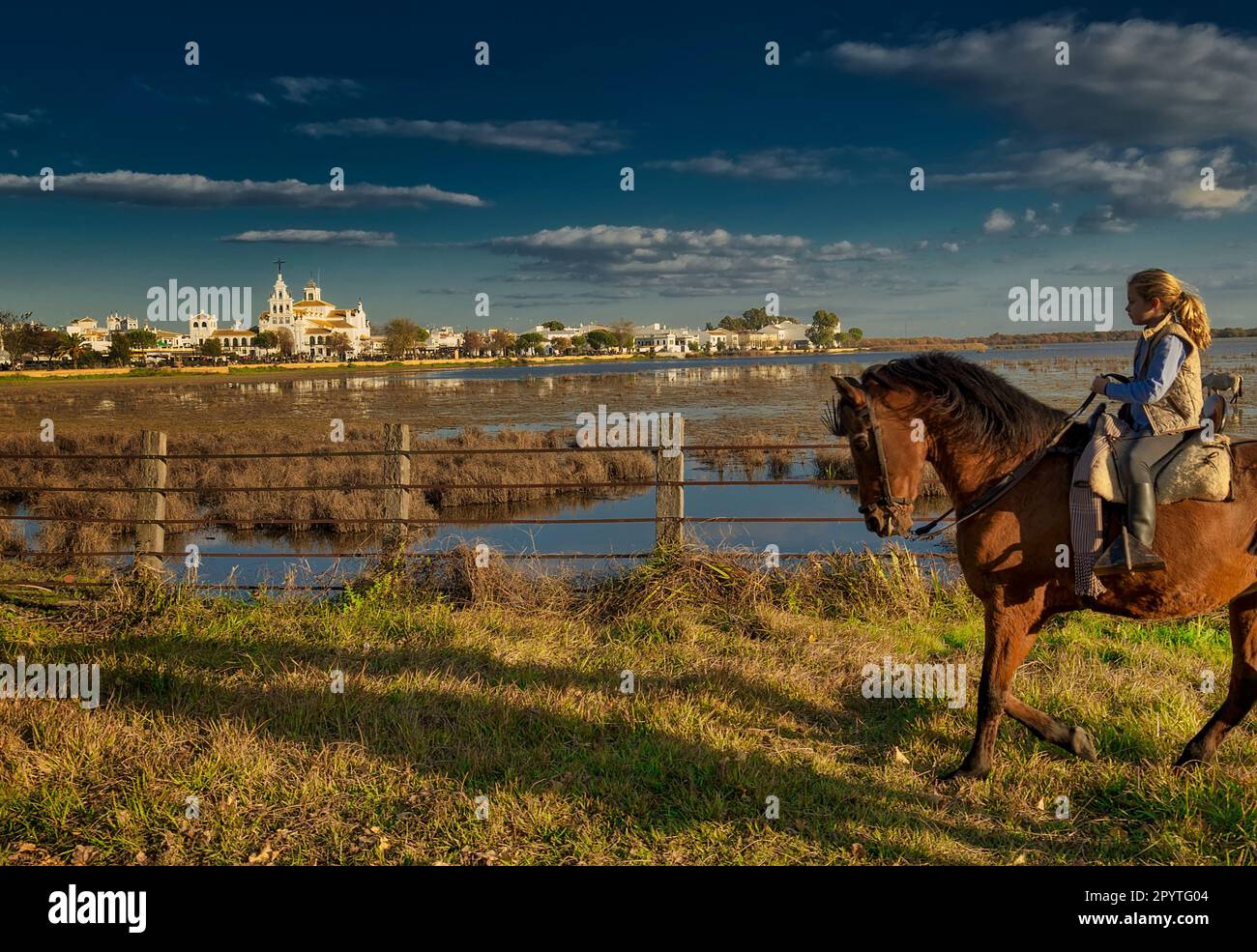 El Rocio village and Hermitage, Almonte. El Rocio,Marismas de Doana ...