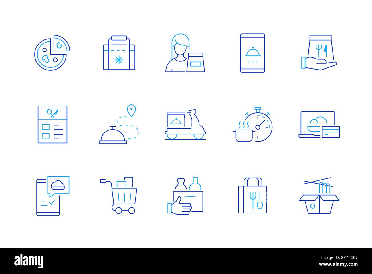 Restaurant food delivery - set of modern line design style icons Stock ...