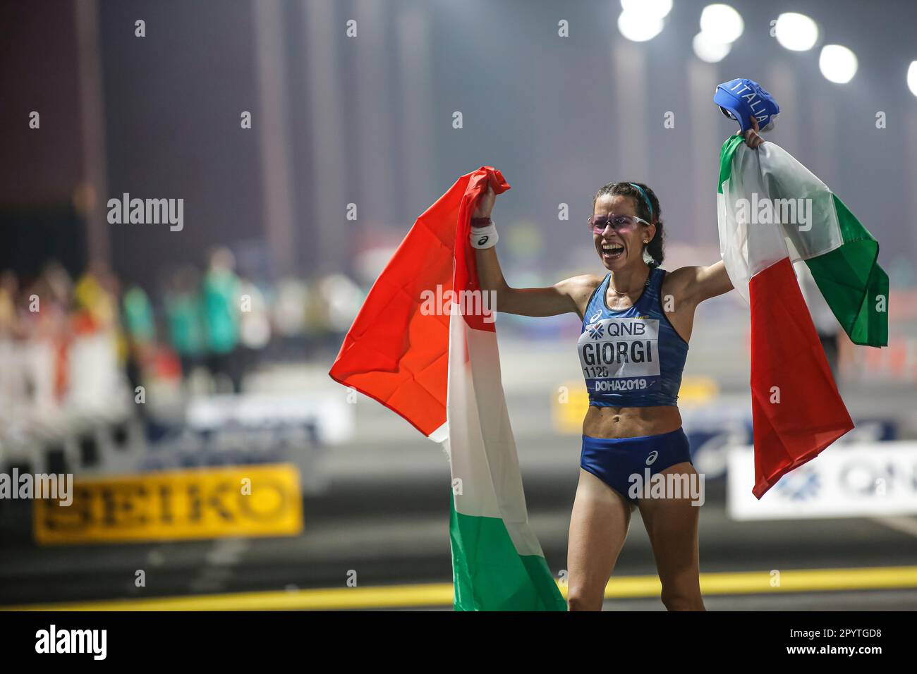 Eleonora Anna Giorgi running the 50 Kilometres Race Walk at the 2019 ...