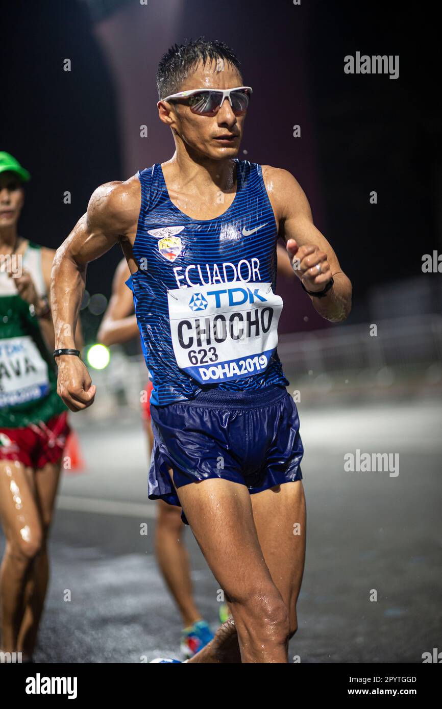 Andrés Chocho running the 50 Kilometres Race Walk at the 2019 World ...