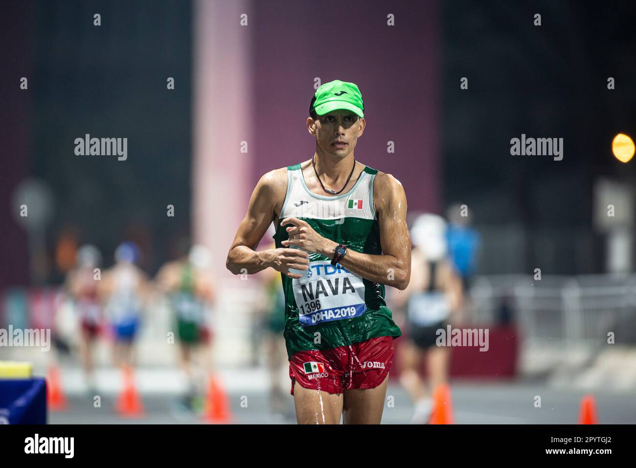 Horació Nava running the 50 Kilometres Race Walk at the 2019 World Athletics Championships in ...