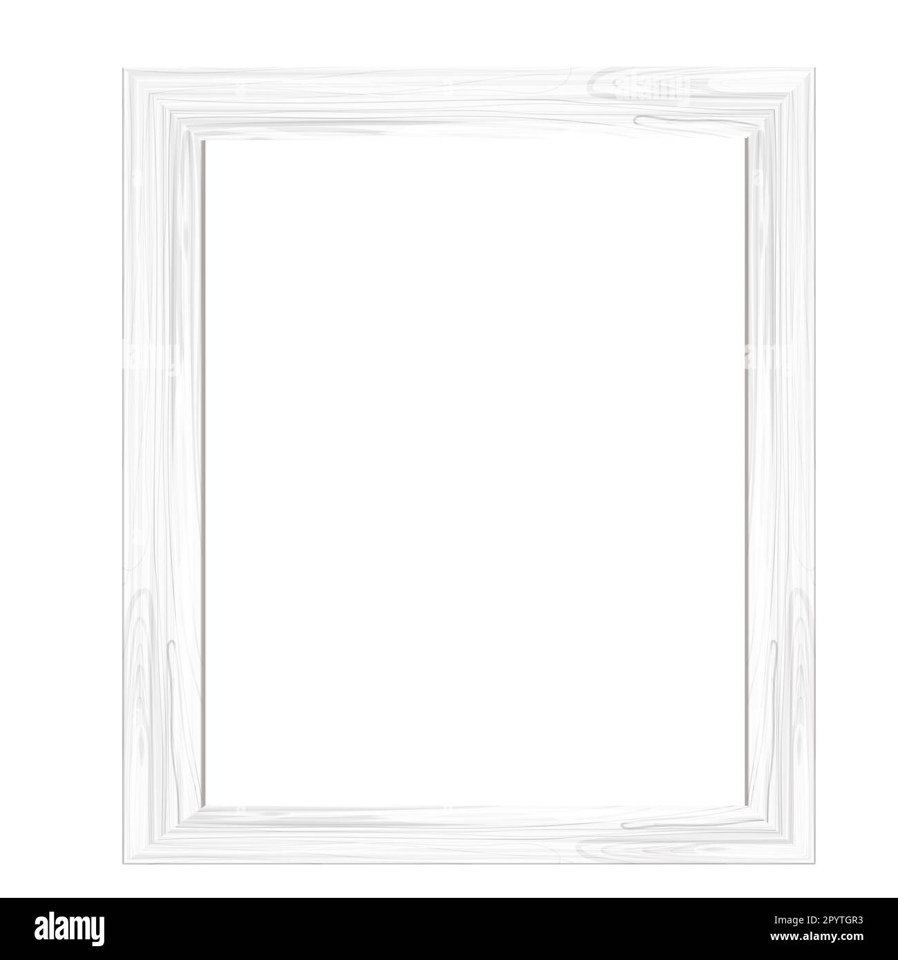 Wooden white frame, textured, detailed border in cartoon style isolated ...