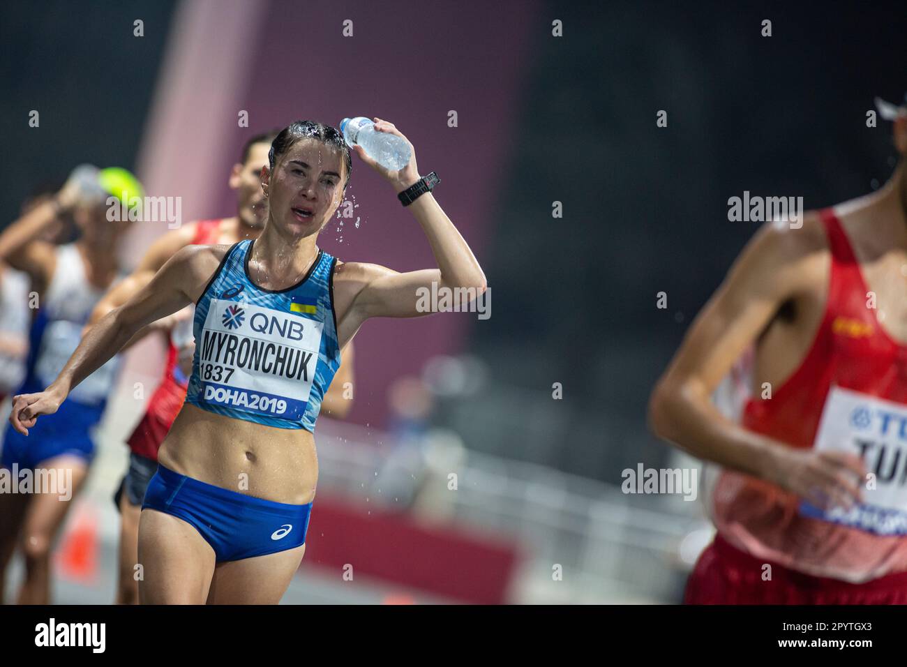 Valentyna Myronchuk running the 50 Kilometres Race Walk at the 2019 ...