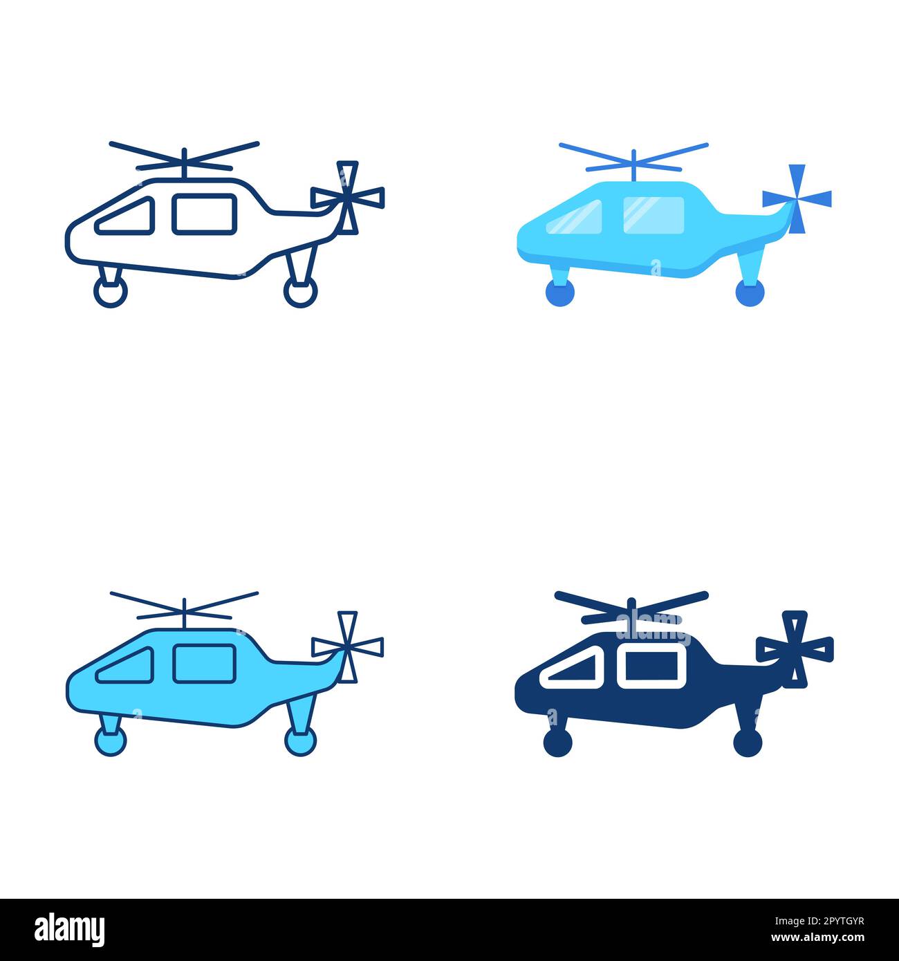 Helicopter icon set in flat and line style. Copter symbol. Vector ...