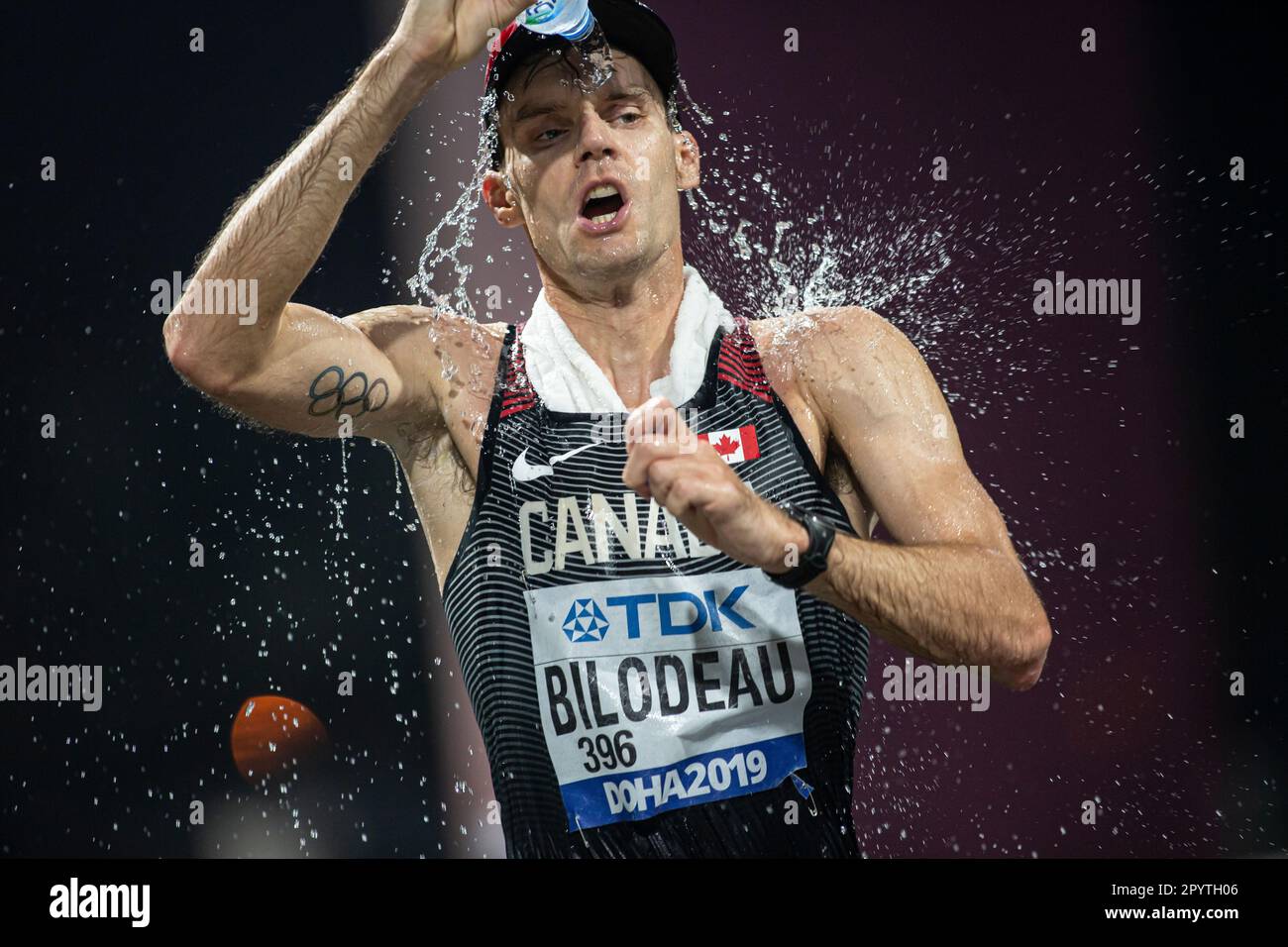 Mathieu Bilodeau running the 50 Kilometres Race Walk at the 2019 World ...