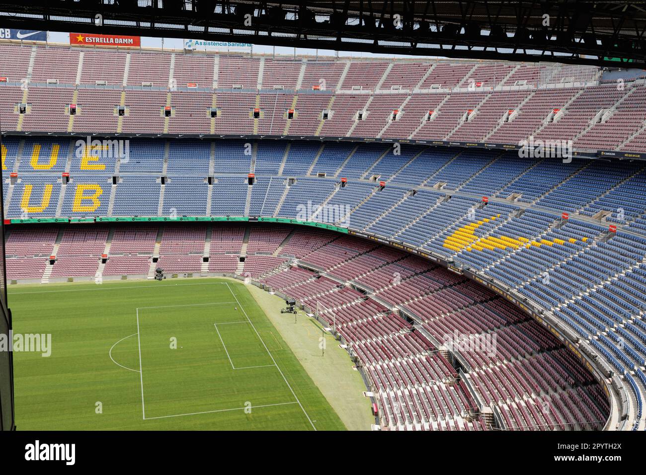 View from the highest Seats of the F.C. Barcelona Soccer Stadium, Camp ...