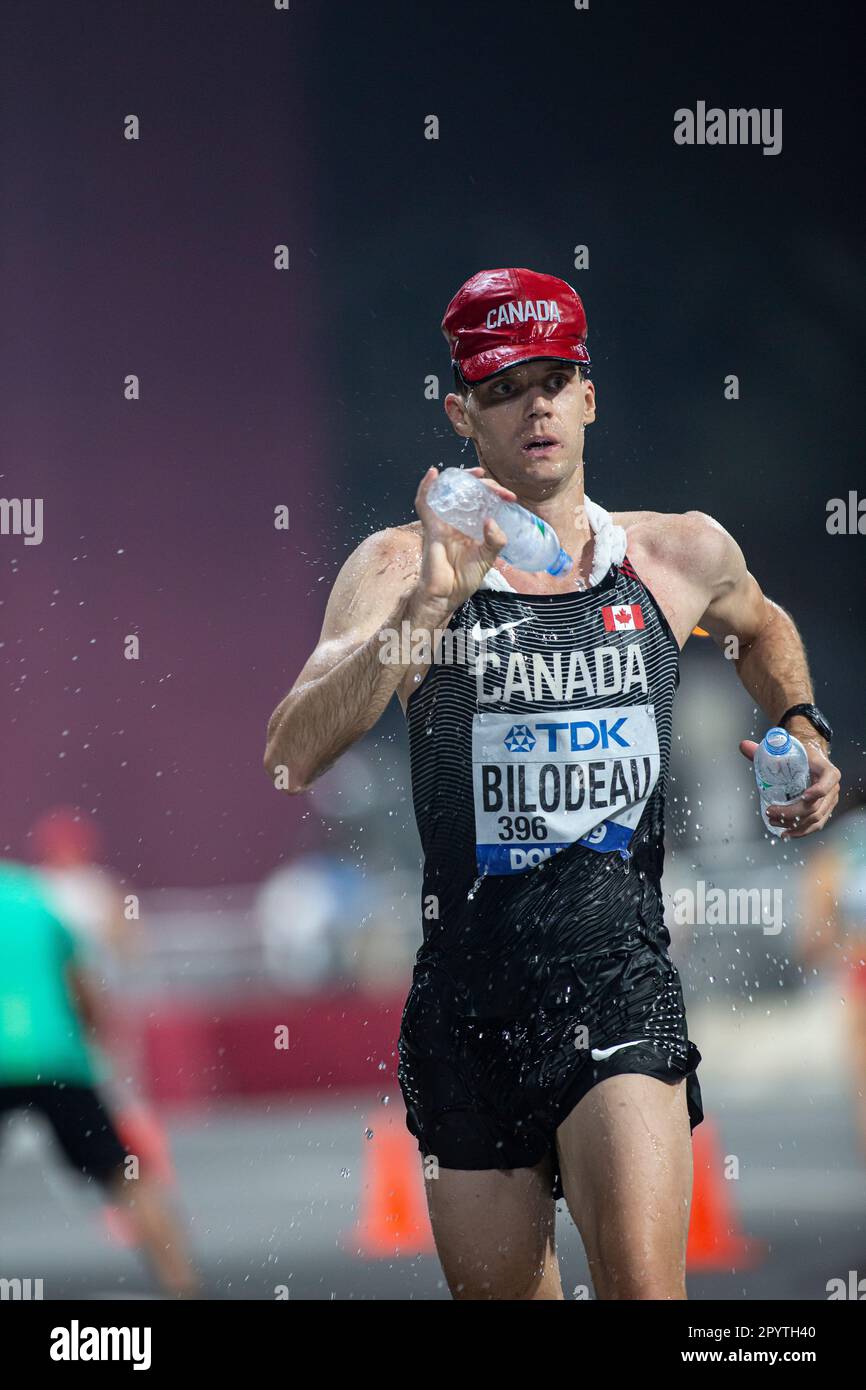 Mathieu Bilodeau running the 50 Kilometres Race Walk at the 2019 World ...