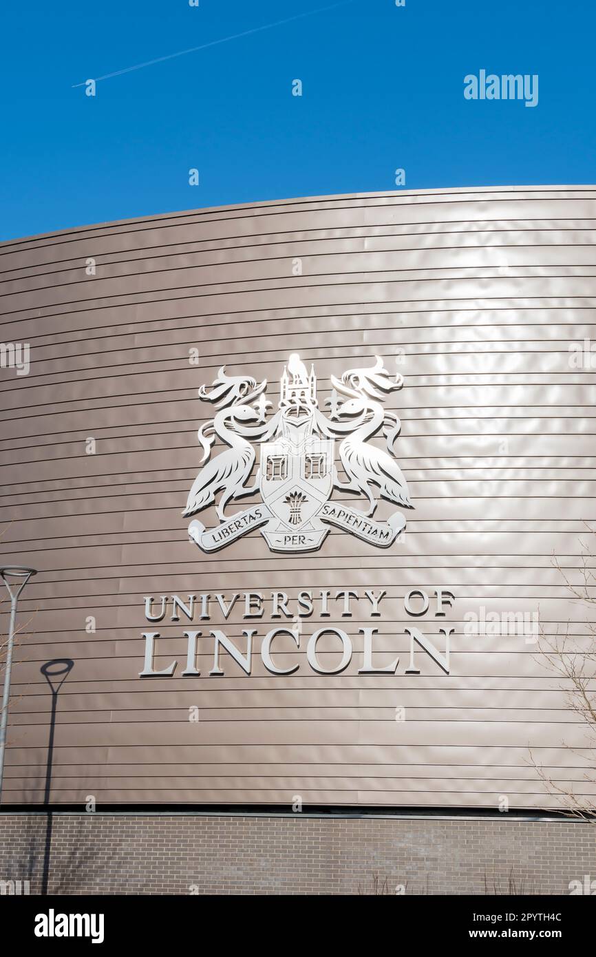 Large university of lincoln logo on university building hi-res stock ...