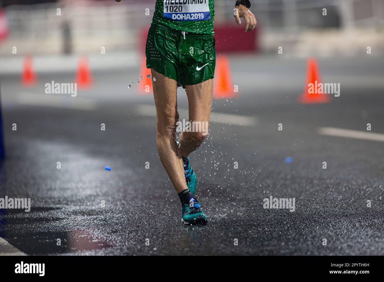 Marchers running the 20km race walk at the 2019 World Championships in ...